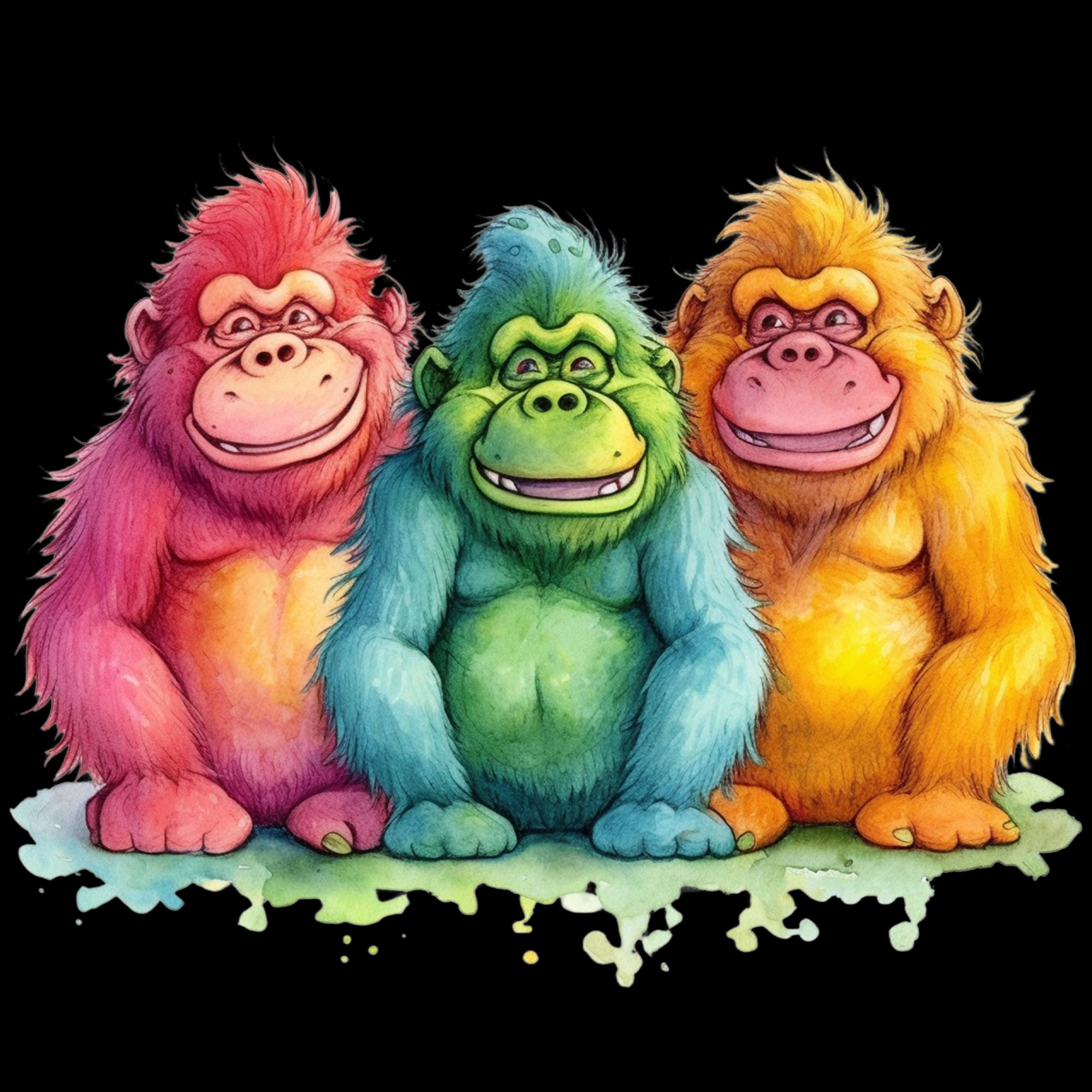 Ape Png Funny Animal Clipart. Colorful Watercolor Gorilla Digital File ...