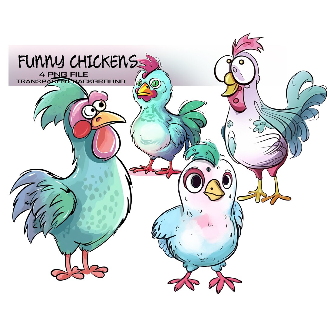 Funny Png Chicken Files for Sublimation, Colorful Easter Design Clipart ...