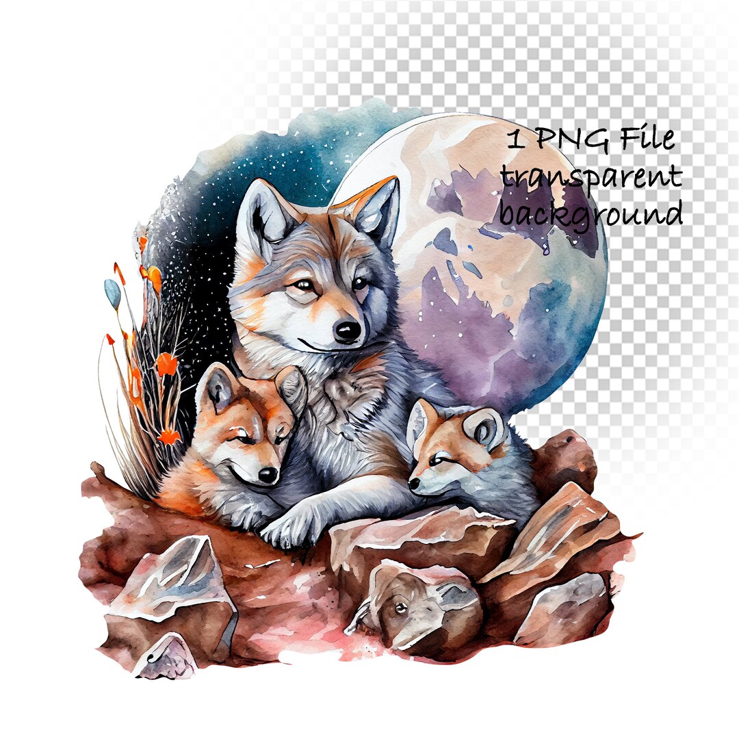Wolf Digital Art Download. Wolf Clipart Instant Download. Wolf Family ...