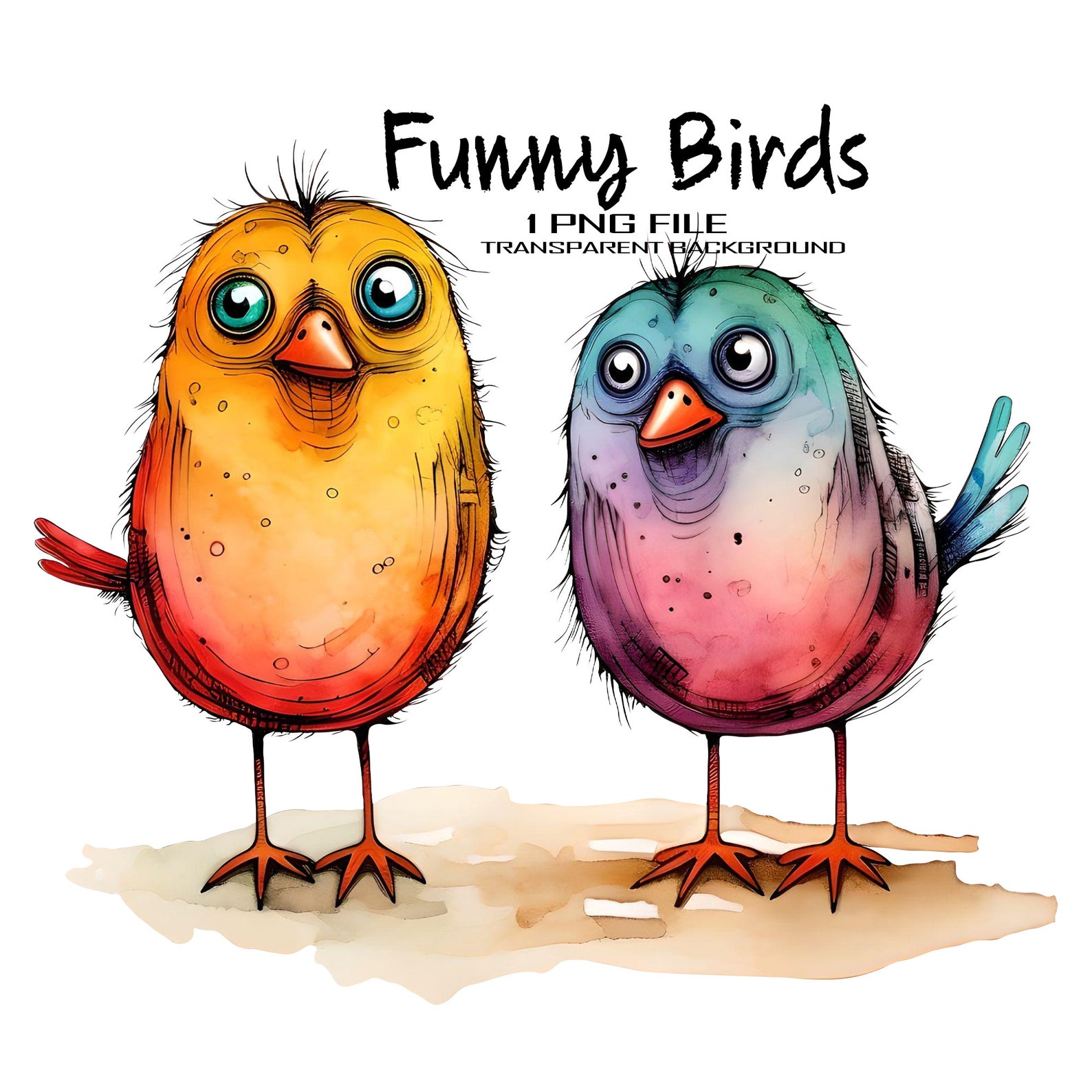 Bird PNG Clipart, Watercolor Feathered Friends Digital Instant Download ...