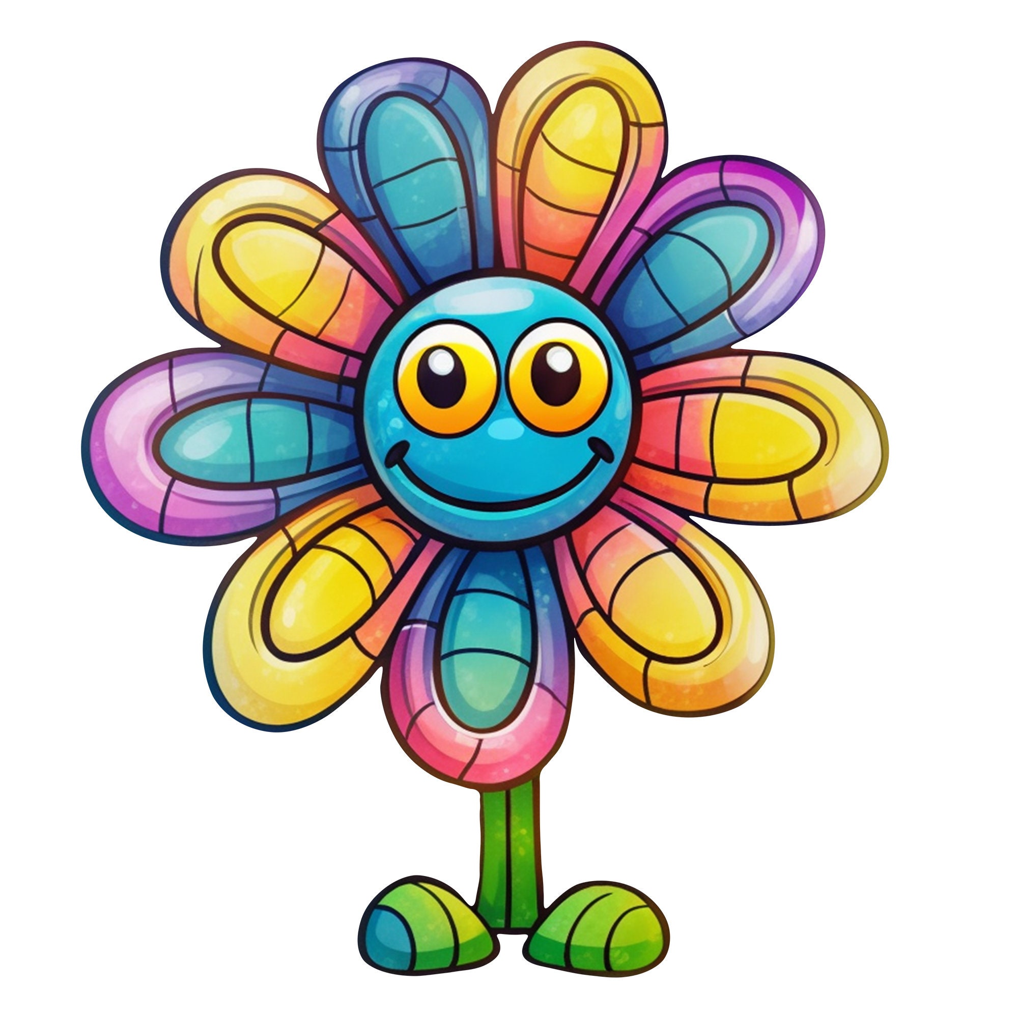 Happy Summer Vibes in Colorful Watercolor Flowers PNG Clipart Set - Etsy