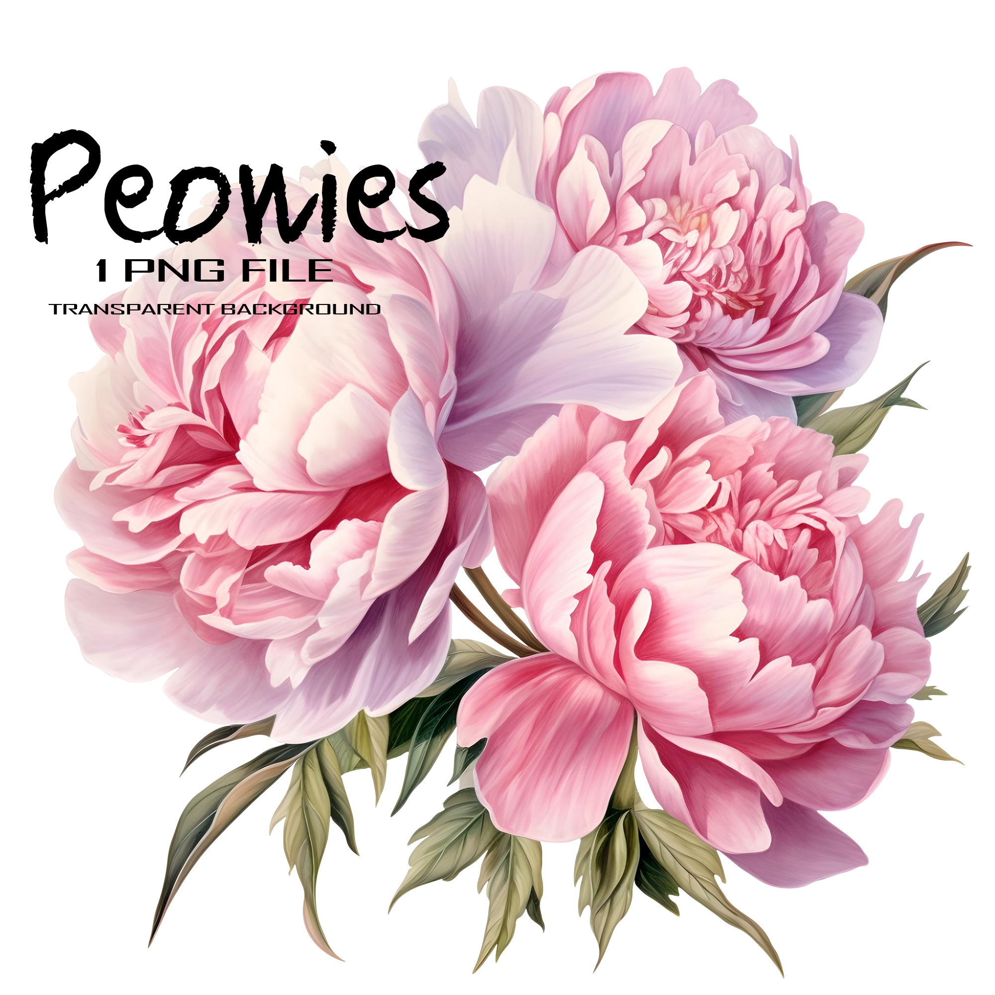 Single Pink Peony Clipart