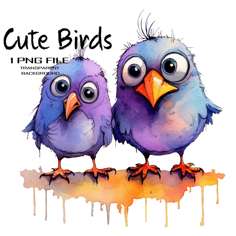 Cute Blue Bird PNG Watercolor Clipart - Etsy