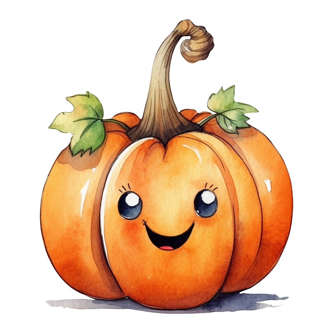 Watercolor Pumpkin PNG Clipart Funny Halloween Clip Art - Etsy
