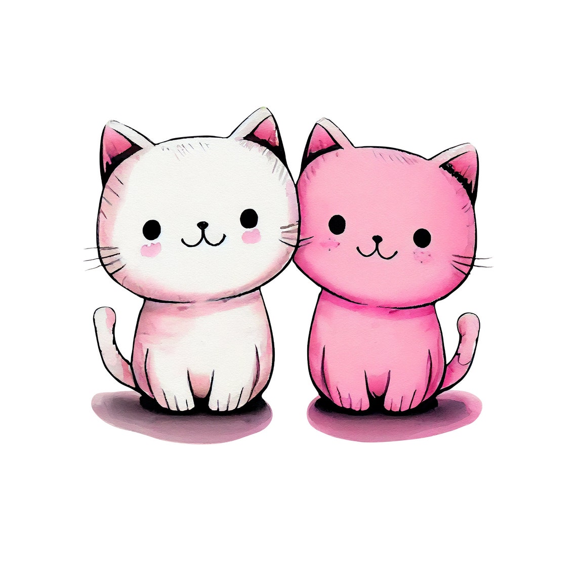 Lindas gatitas en color rosa png. Descarga de arte digital de gatos ...