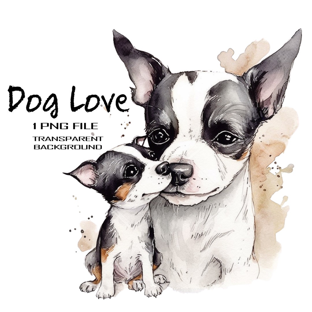 Cute Puppy With Dog Mom Watercolor Png Clipart - Etsy
