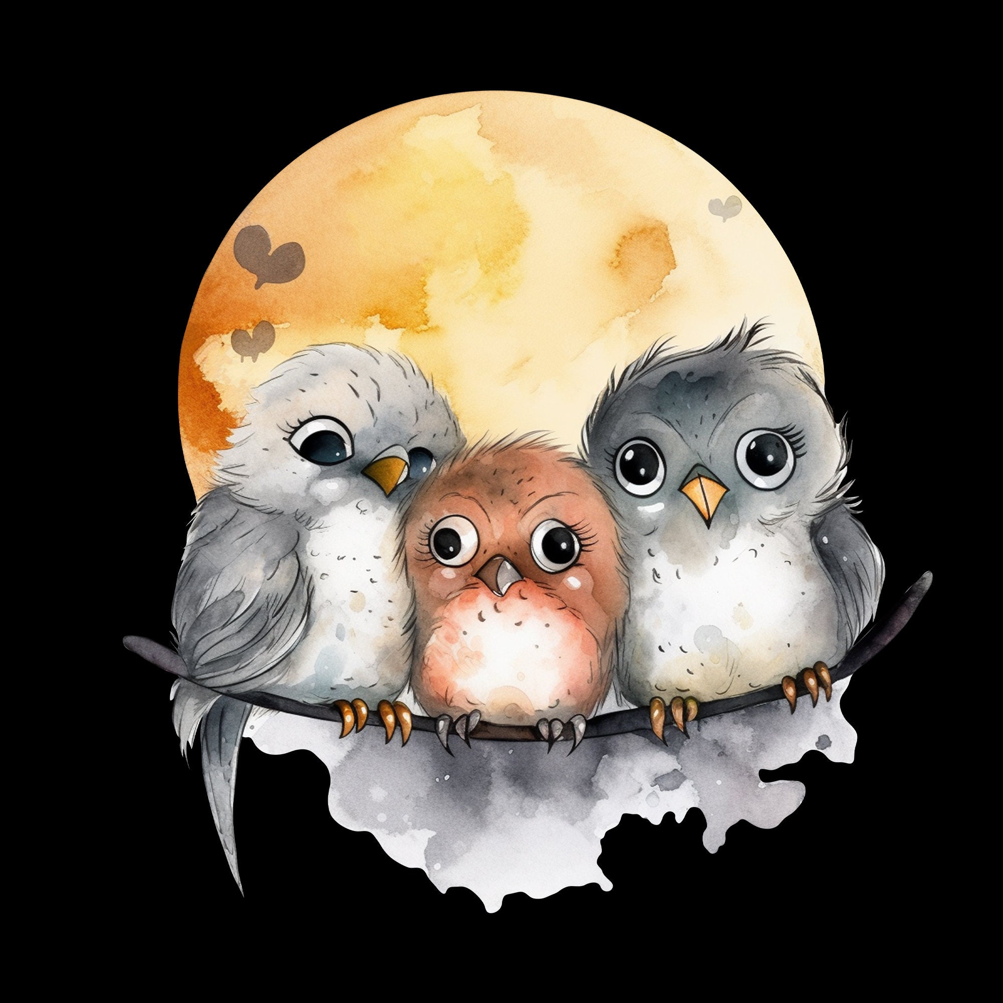 Cute Spring Bird Family PNG Clipart Digital Art Watercolor - Etsy