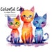 Cat Clipart, Colorful Watercolor Cute Pet PNG Digital File - Etsy