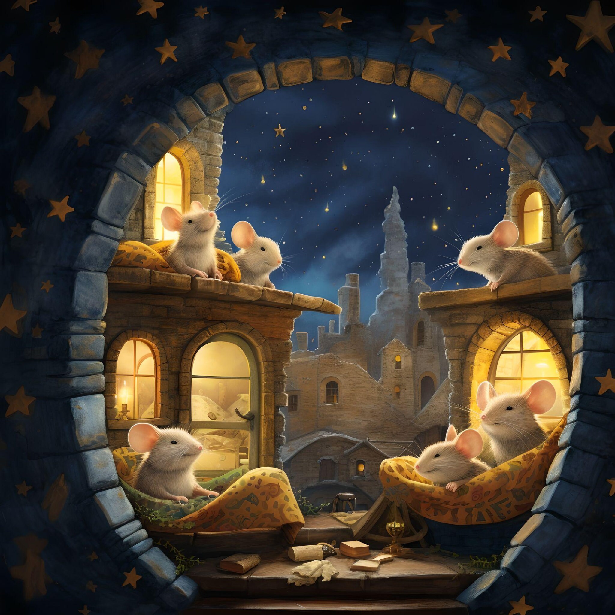 Kid Book Illustrations Set of Night Stories With Cute Animals - Etsy