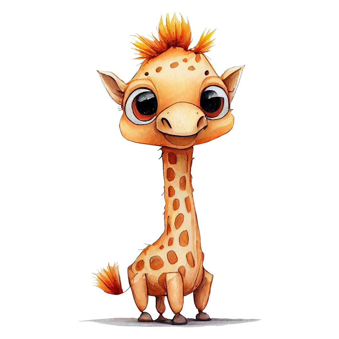 PNG Funny Baby Giraffe With Cute Smile Clipart, Watercolor Image - Etsy