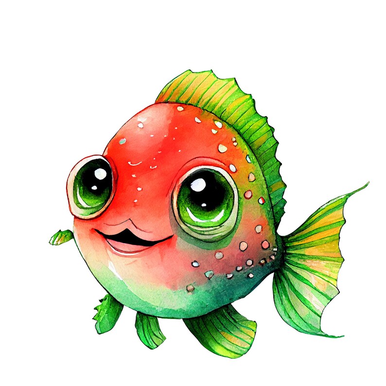 Colorful Watercolor Fish Clipart Digital Download PNG for Crafts and ...