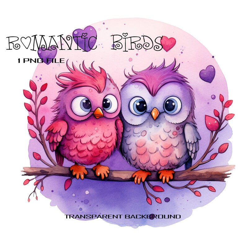 Cute Spring Birds Clipart Romantic Watercolor PNG - Etsy