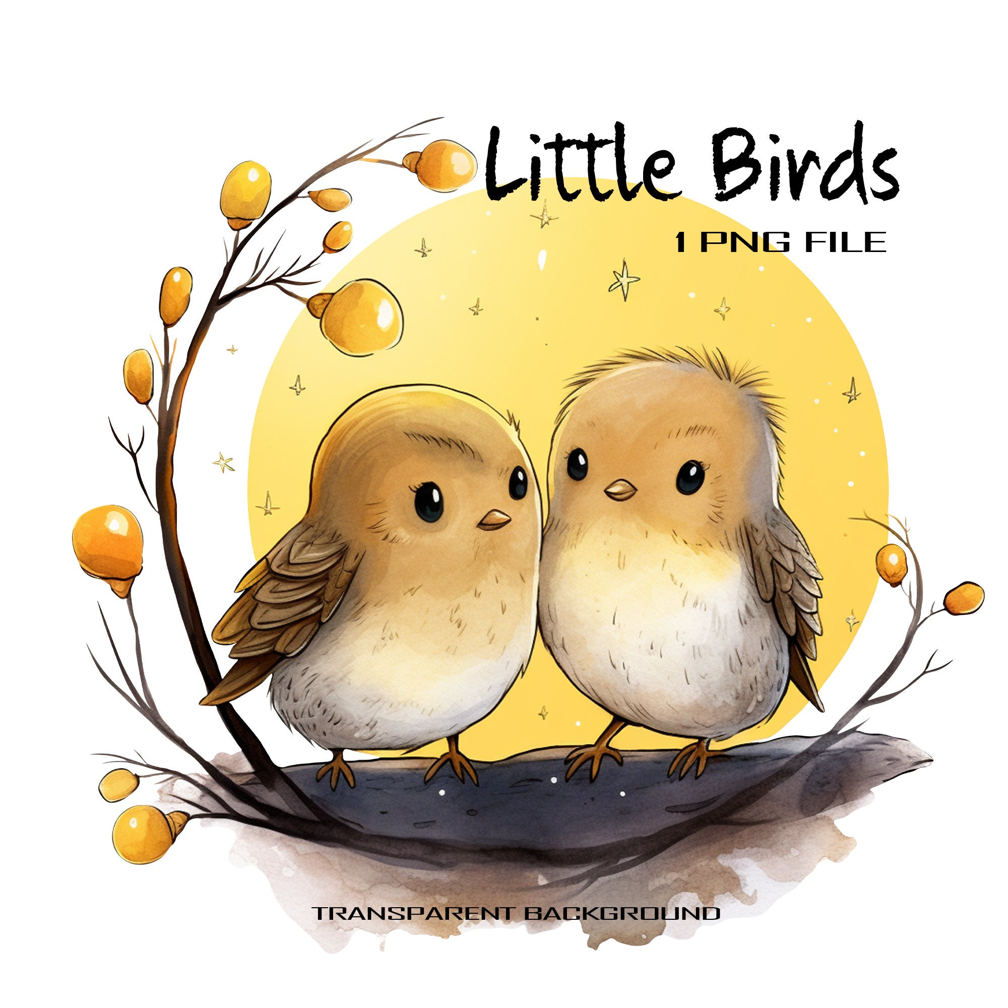 Cute Little Birds Watercolor PNG Clipart - Etsy