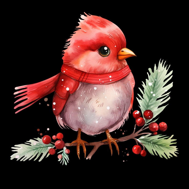 Red Bird Christmas PNG Clipart - Etsy
