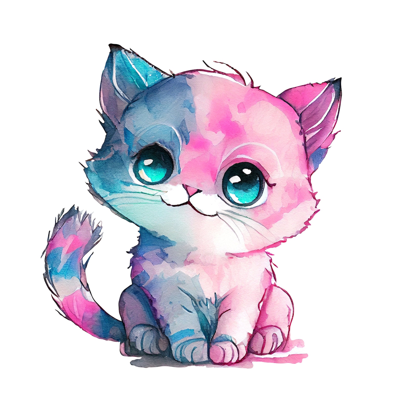 Png Cute Kitten Clipart Watercolor Digital Download Image - Etsy