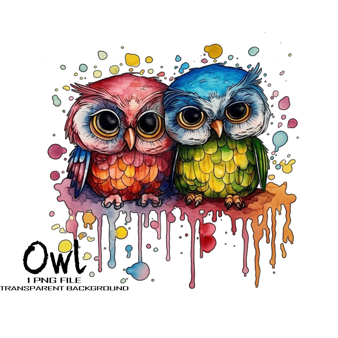 Owl Digital Art Download. Cute Owl Clipart Watercolor Painting. Bird ...