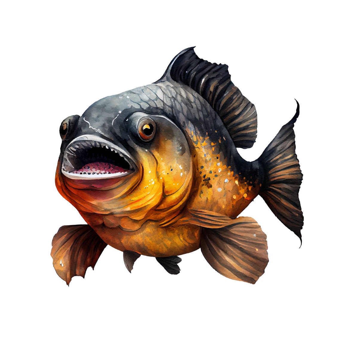 Carp Fish Watercolor Digital Art Clipart PNG File Set of 4 - Etsy