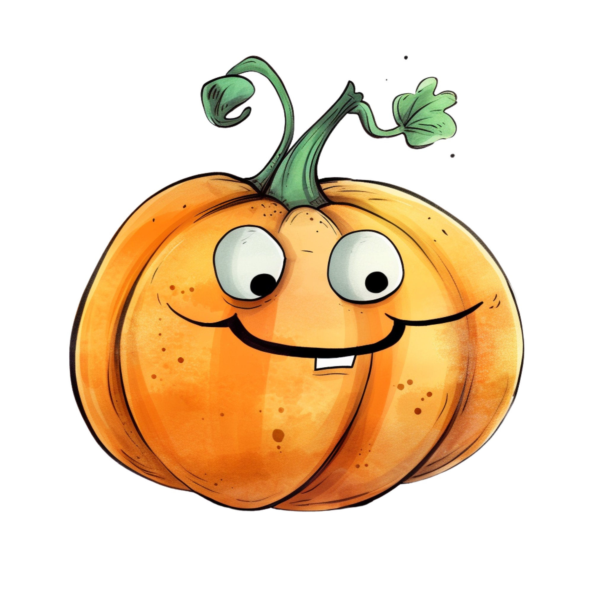 Watercolor Pumpkin PNG Clipart, Funny Halloween Clip Art - Etsy