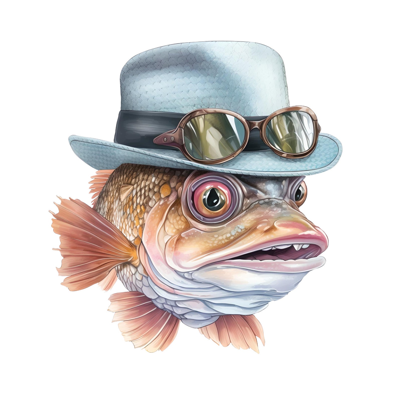 Funny Fish PNG Clipart Set of 4 - Etsy