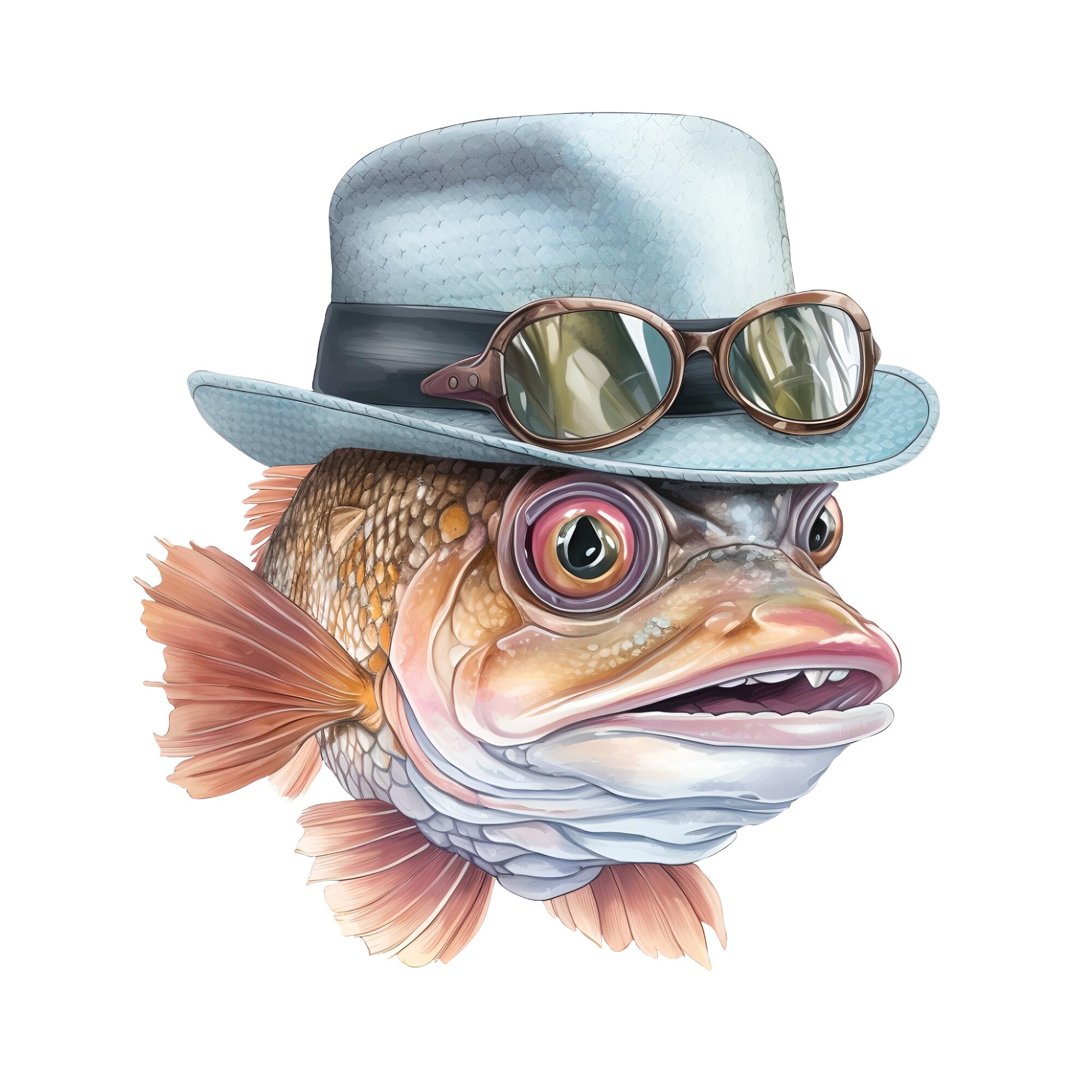 Funny Fish PNG Clipart Set of 4 - Etsy