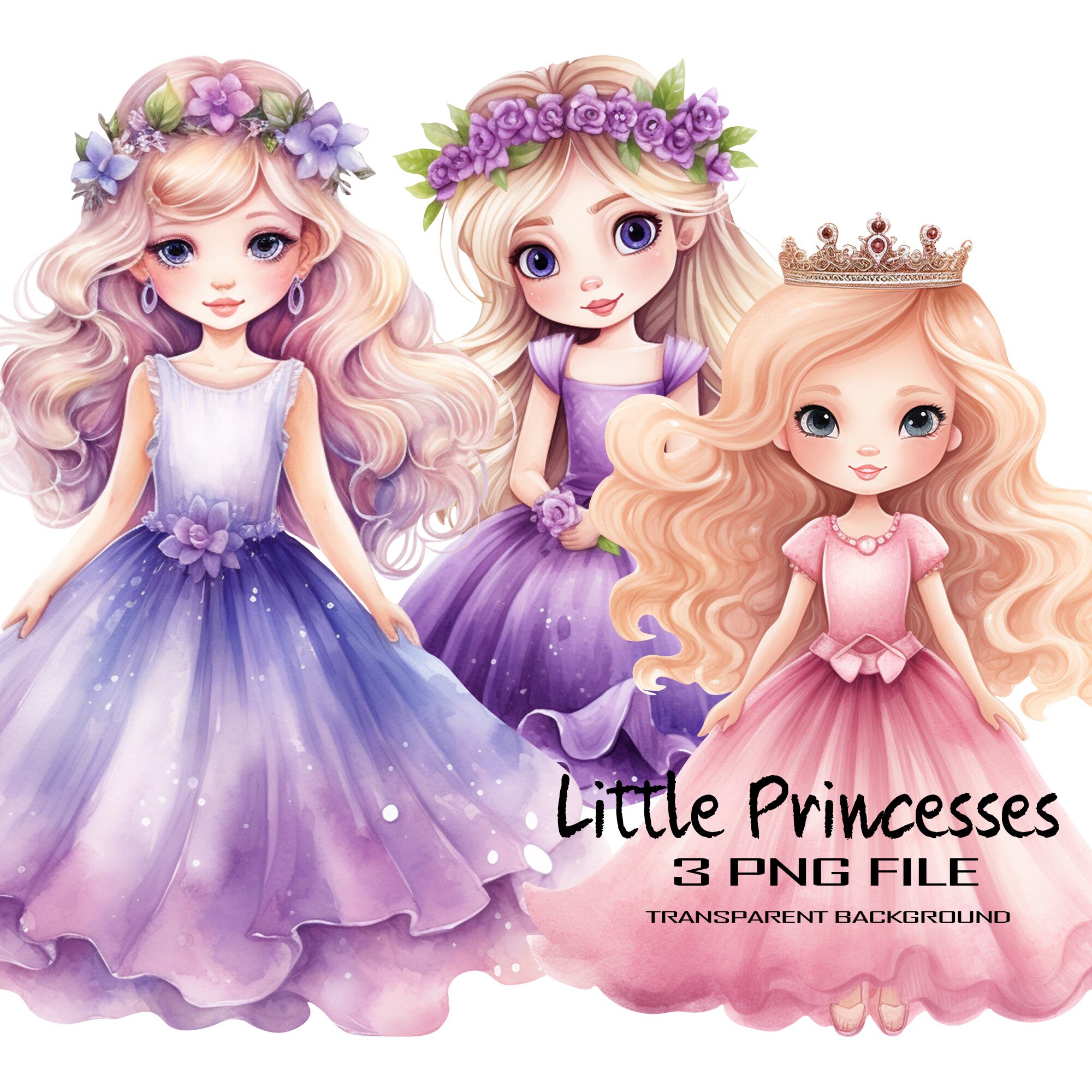 Princess Clipart Set: Magical Collection of 3 PNG Images - Etsy