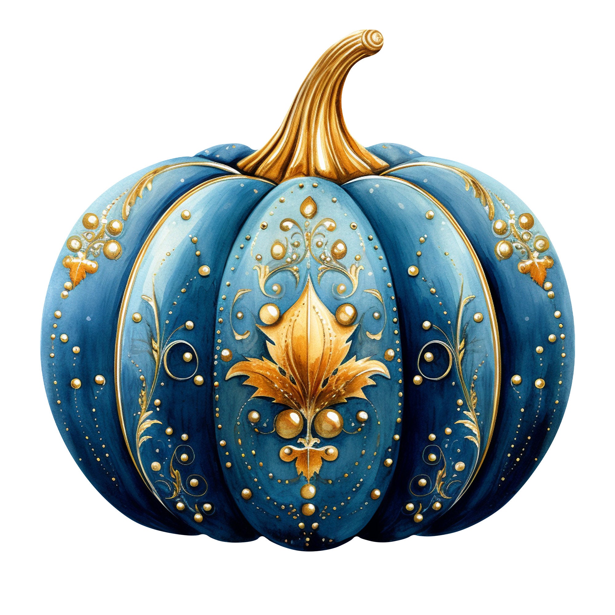Watercolor Pumpkins PNG Clipart in Blue Color With Transparent ...