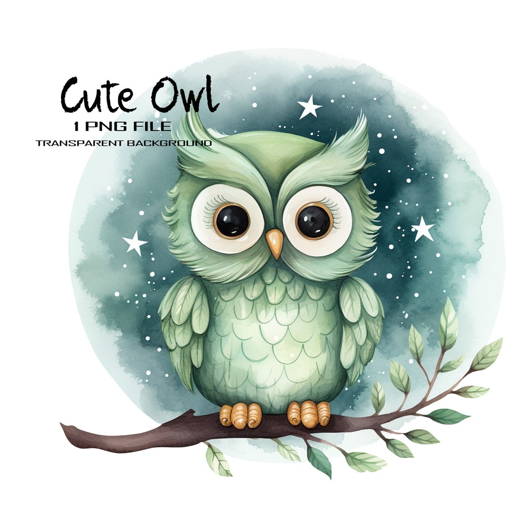 Cute Bird PNG Clipart, Owl Drawing for Nursery - Etsy