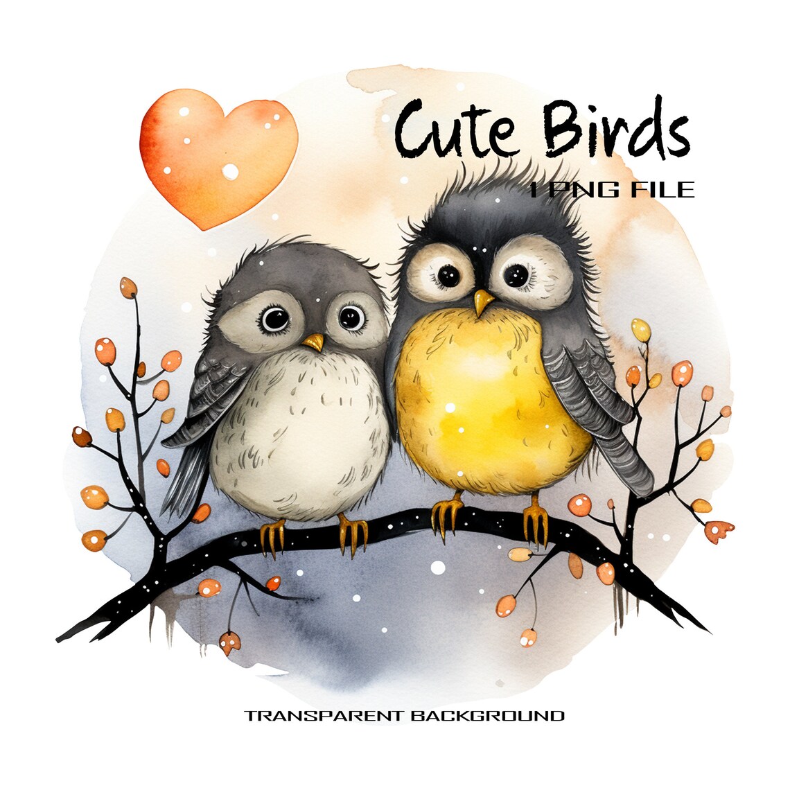 Cute Birds in Love Watercolor Clipart - Etsy