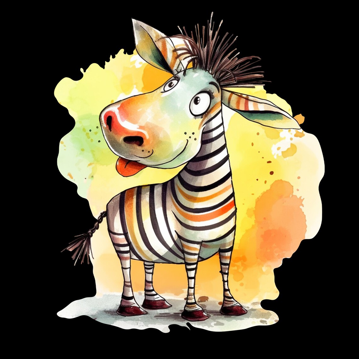 Whimsical Safari Animal Watercolor Clipart Set Giraffe, Hippo, Zebra ...