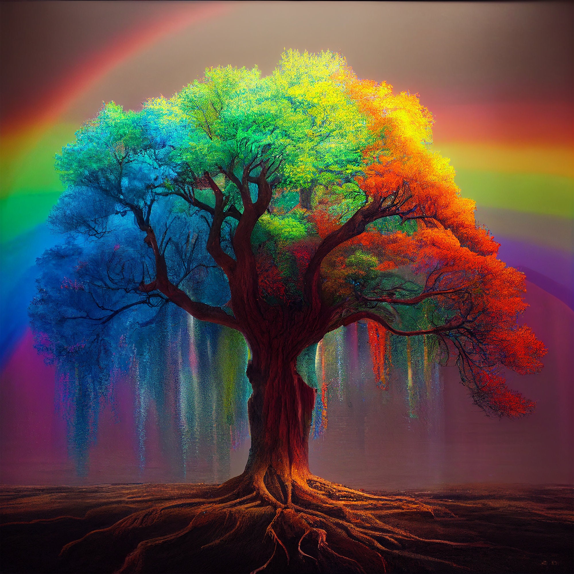 Rainbow Tree Digital Art Download. Rainbow Tree Jpg Instant Download ...