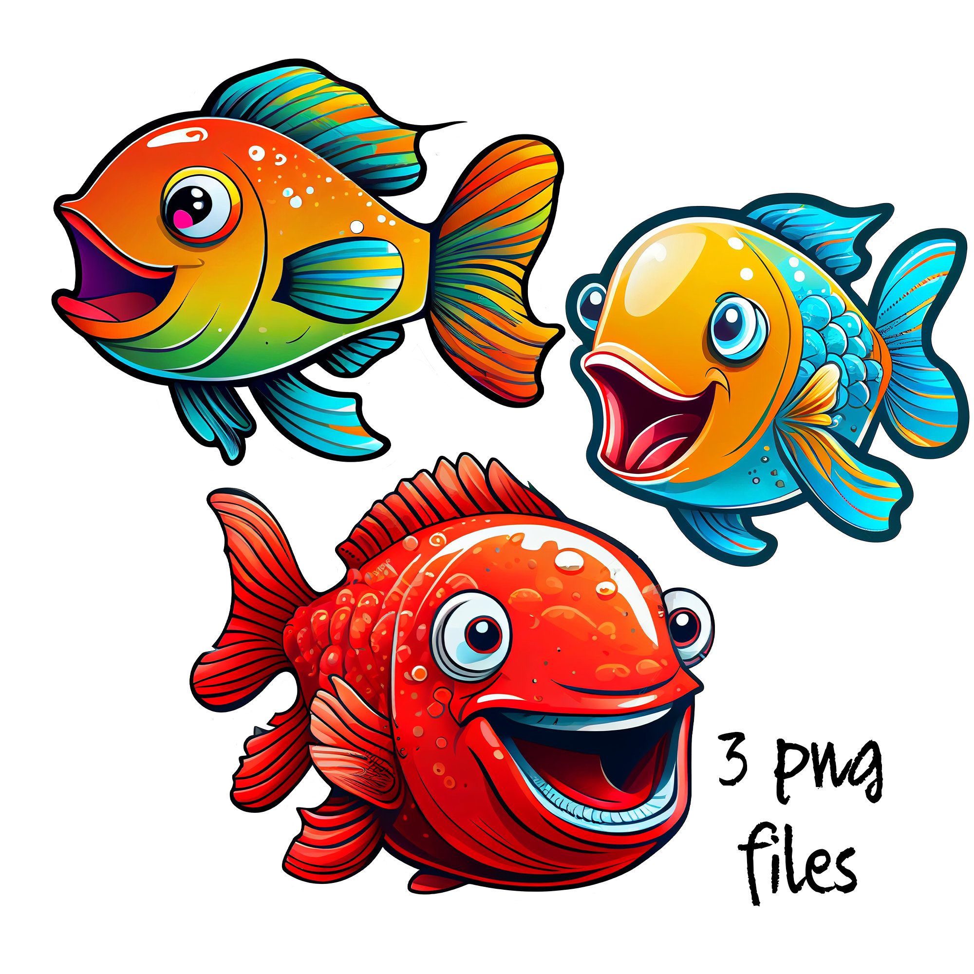 Funny Fish Png Digital Files for Cool Fishing T-shirt Designs and ...