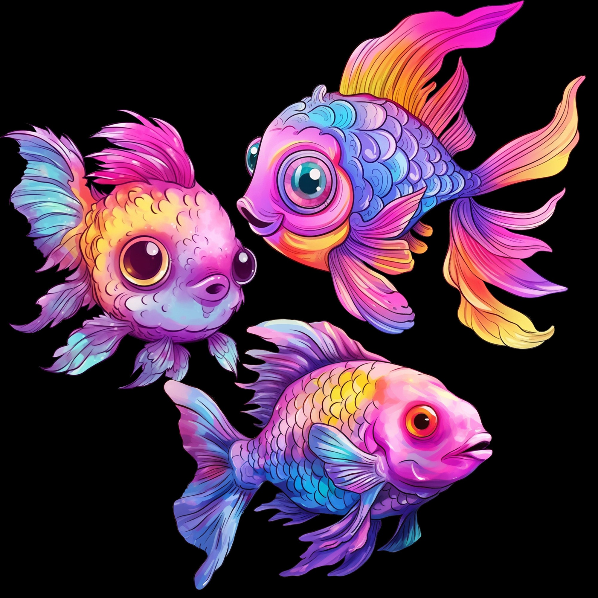 Watercolor Fish Clipart Set Playful Marine Life Illustrations in ...