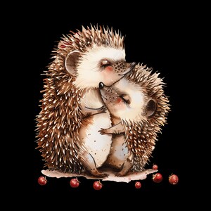 Adorable Hedgehog Hug Illustration - Cute Hedgehogs PNG File ...