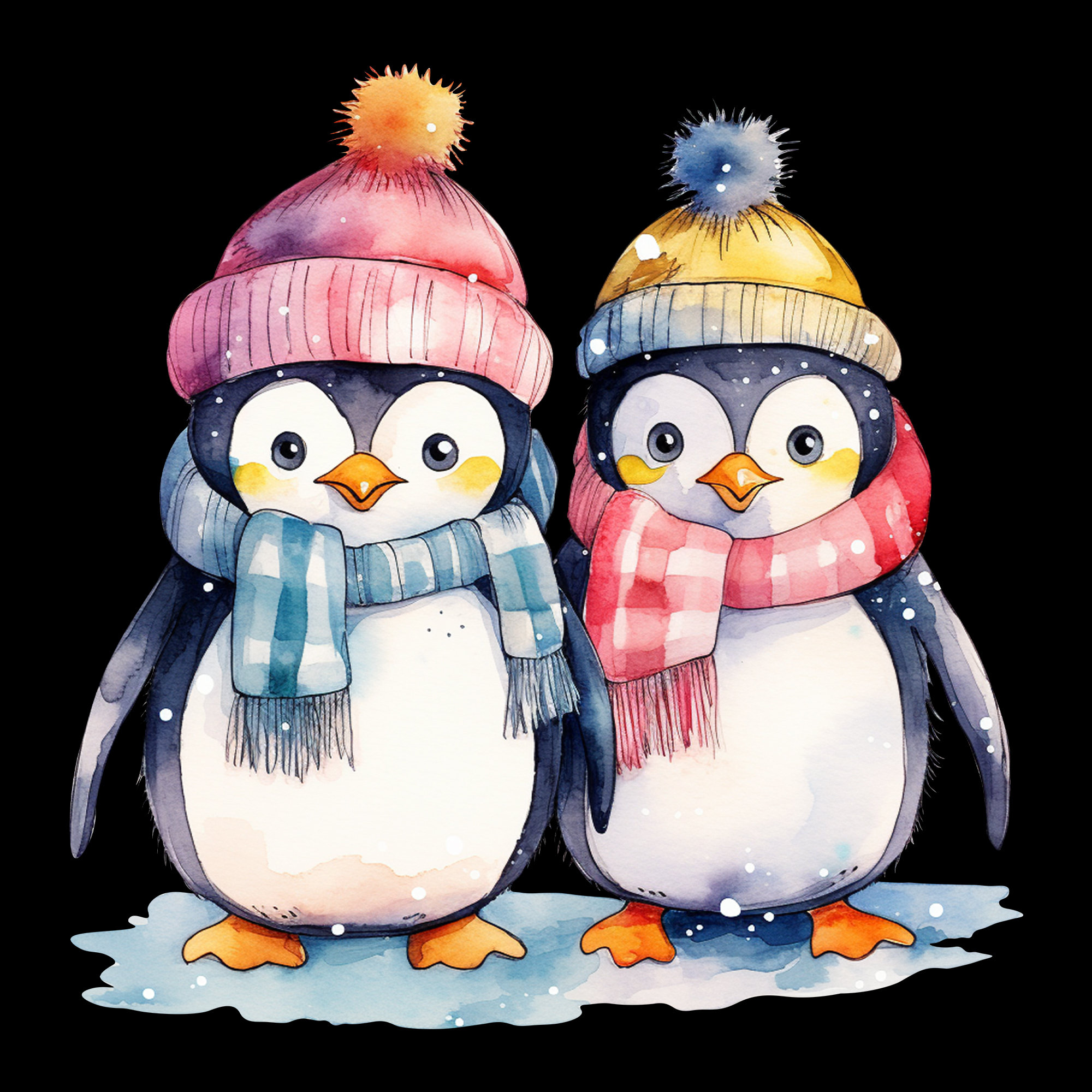 Penguins Watercolor Clipart, Winter PNG Instant Download File - Etsy