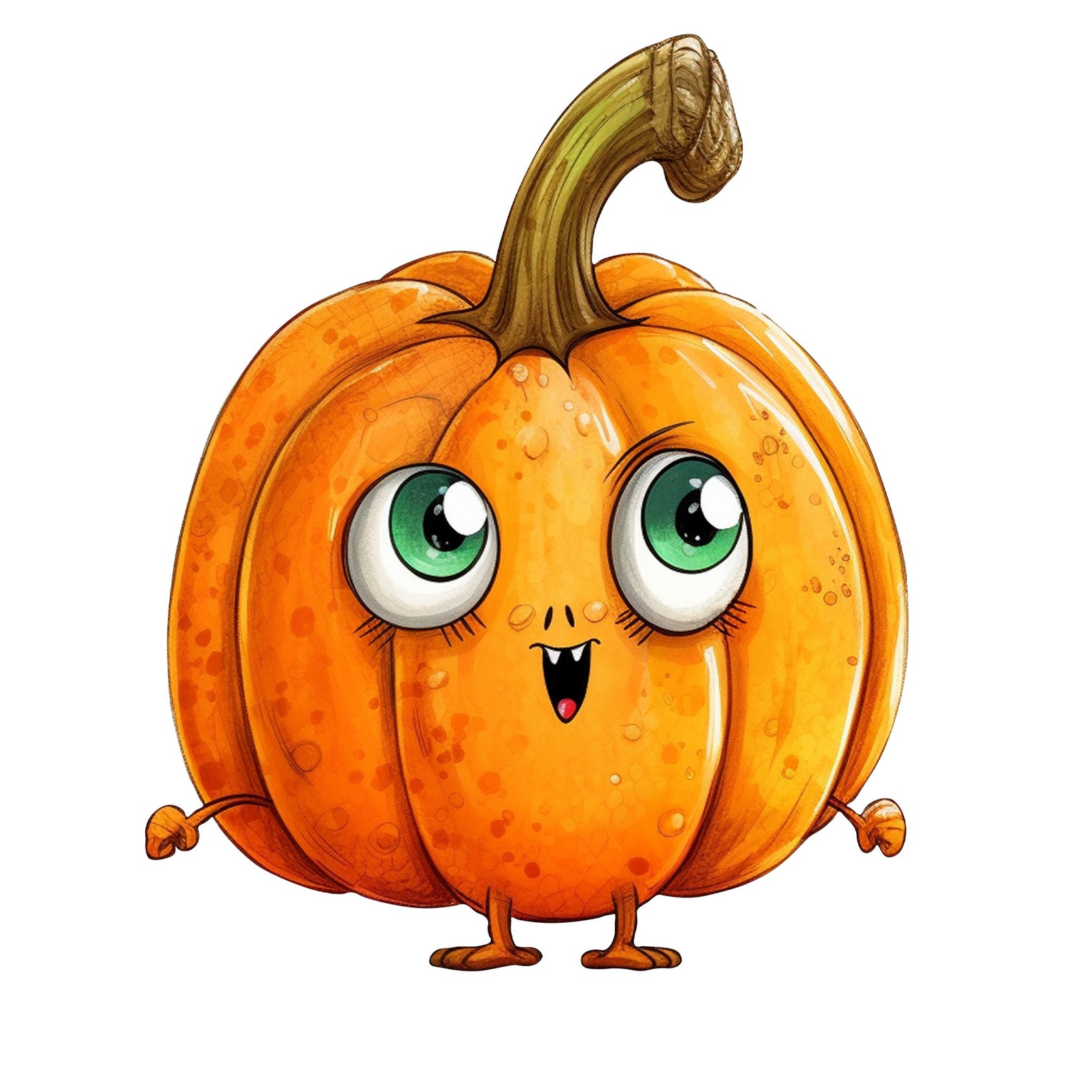 Watercolor Pumpkin PNG Clipart, Funny Halloween Clip Art - Etsy