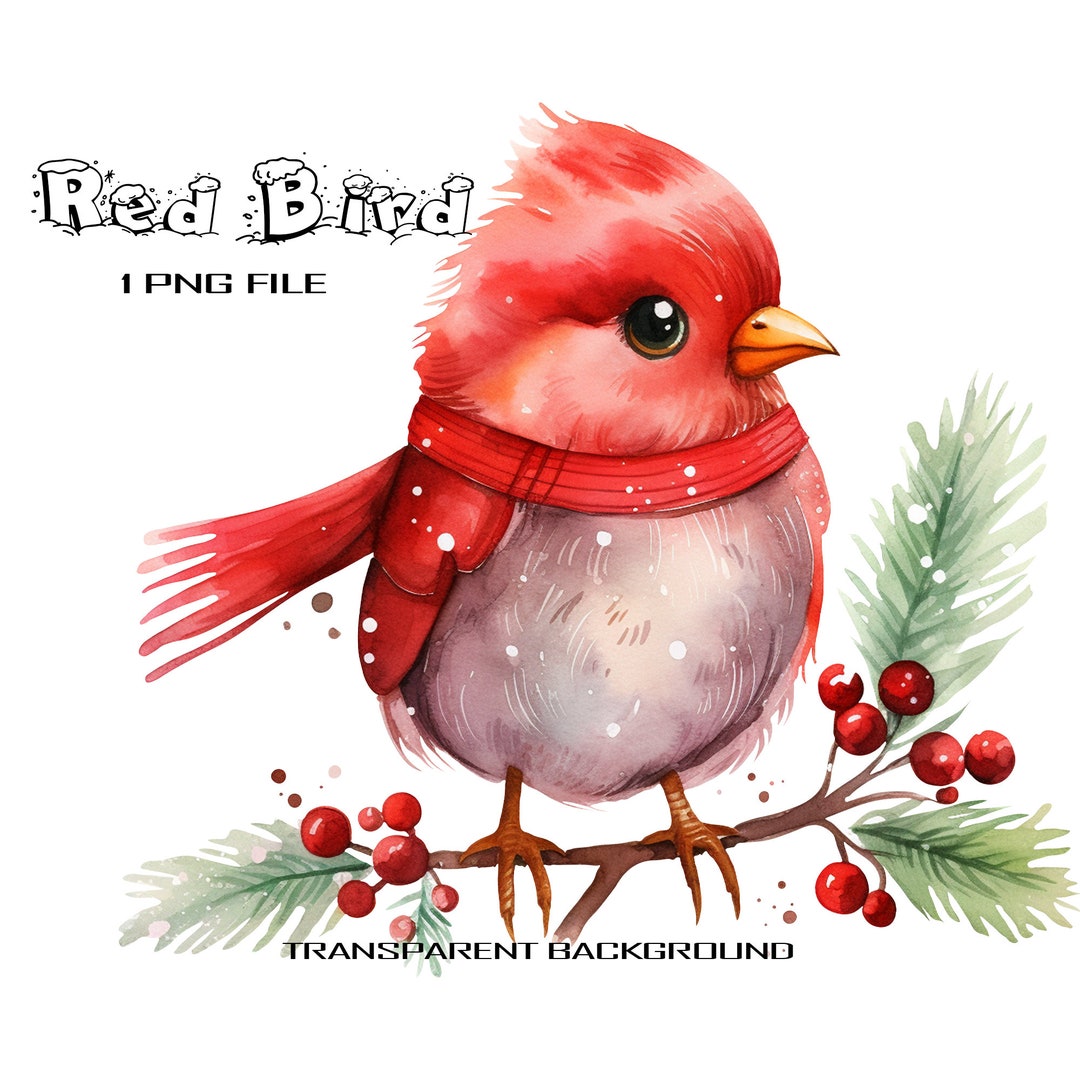 Red Bird Christmas PNG Clipart - Etsy