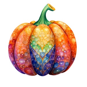 Colorful Watercolor Pumpkins Clipart Set of 5 Images - Etsy
