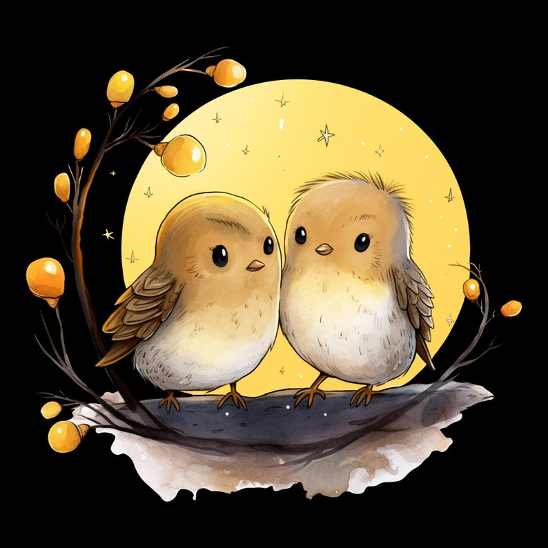 Cute Little Birds Watercolor PNG Clipart - Etsy