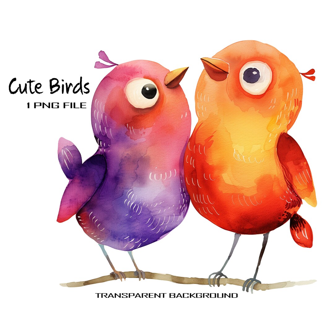 Spring Bird Watercolor Clipart With Transparent Background - Etsy