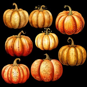 Fall Harvest Pumpkins Clipart Set of 8 Images - Etsy