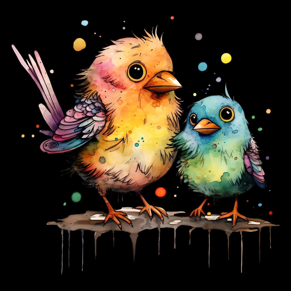 Cute Bird Clipart, Watercolor PNG Instant Download File - Etsy