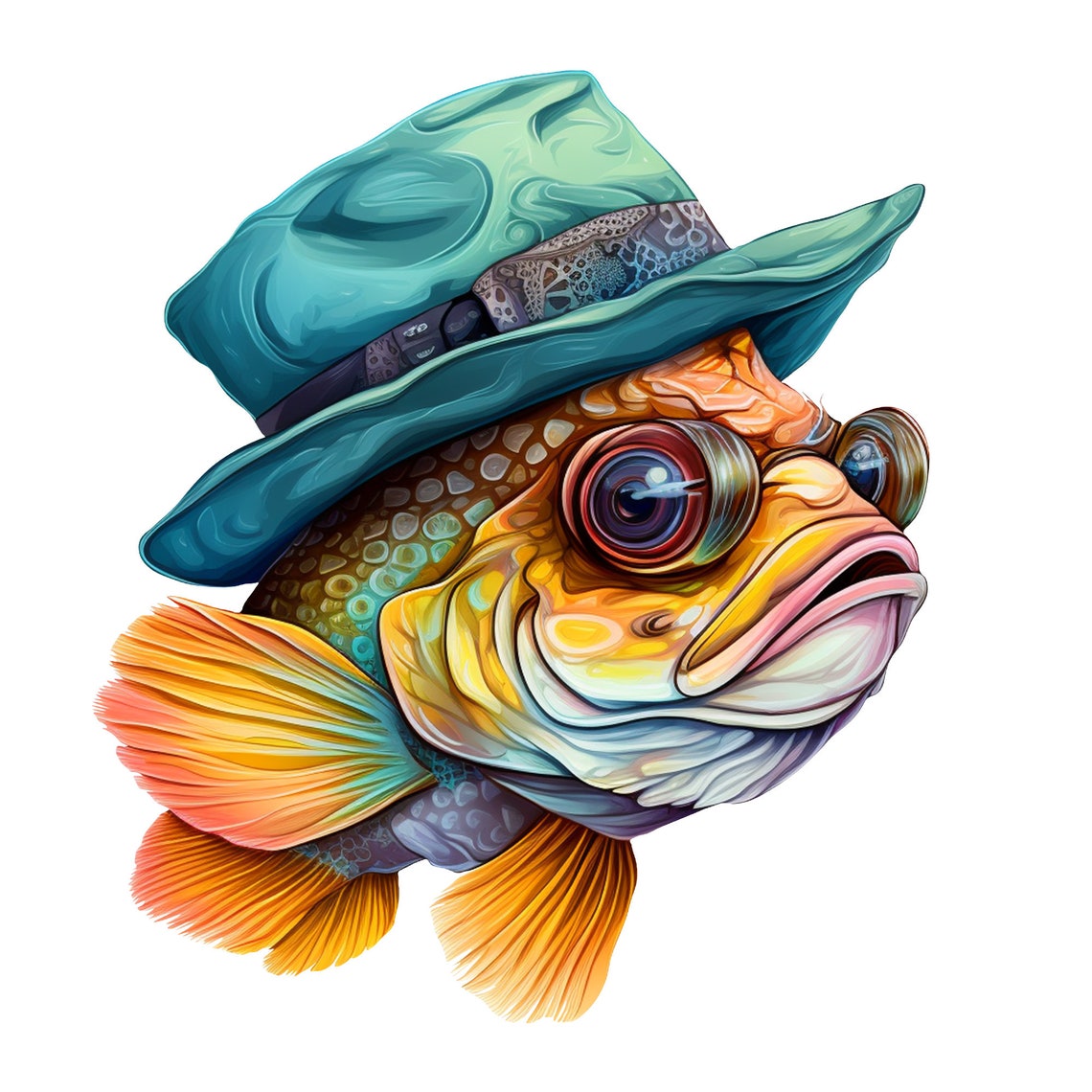 Funny Fish PNG Clipart Set of 4 - Etsy