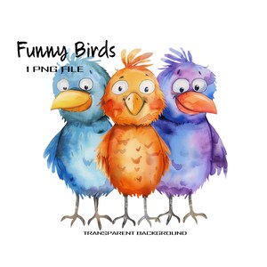 Funny Animal Clipart, Spring Birds Watercolor Painting - Etsy