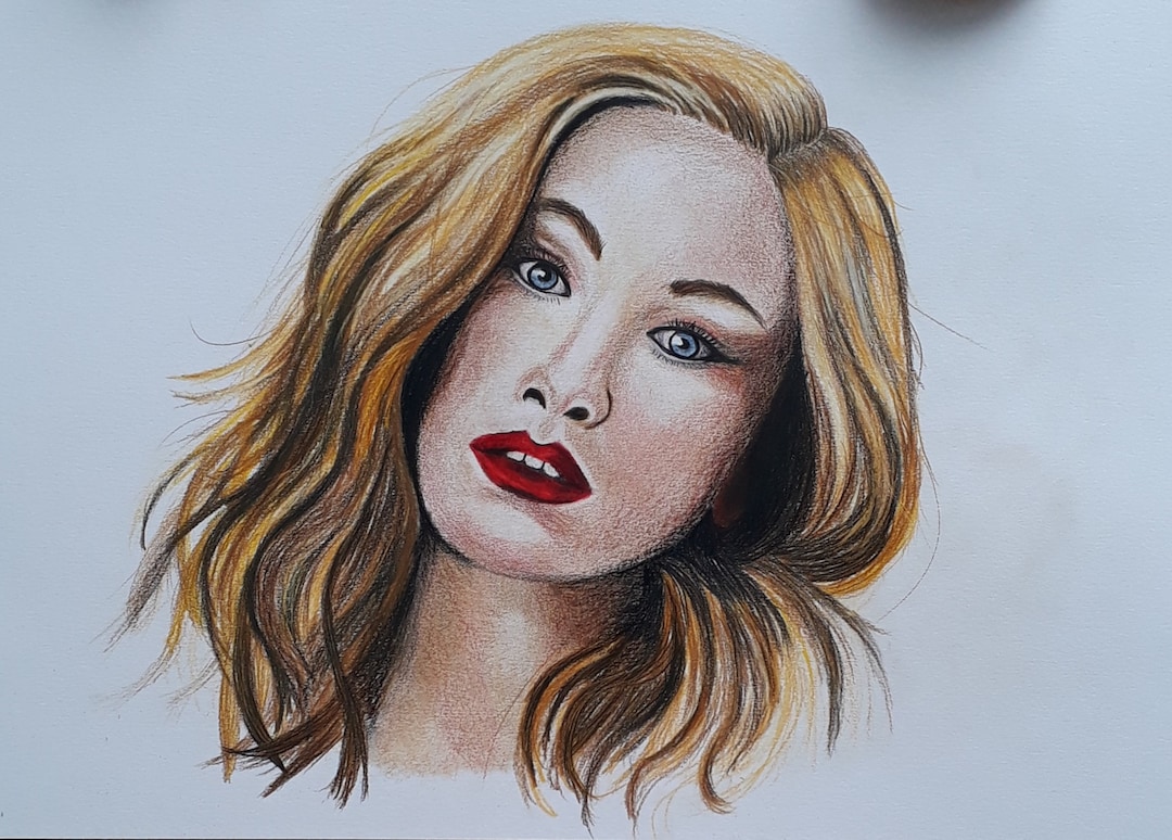 Coloured Pencil Drawing of a Beautiful Girl on A3 Quality Paper - Etsy