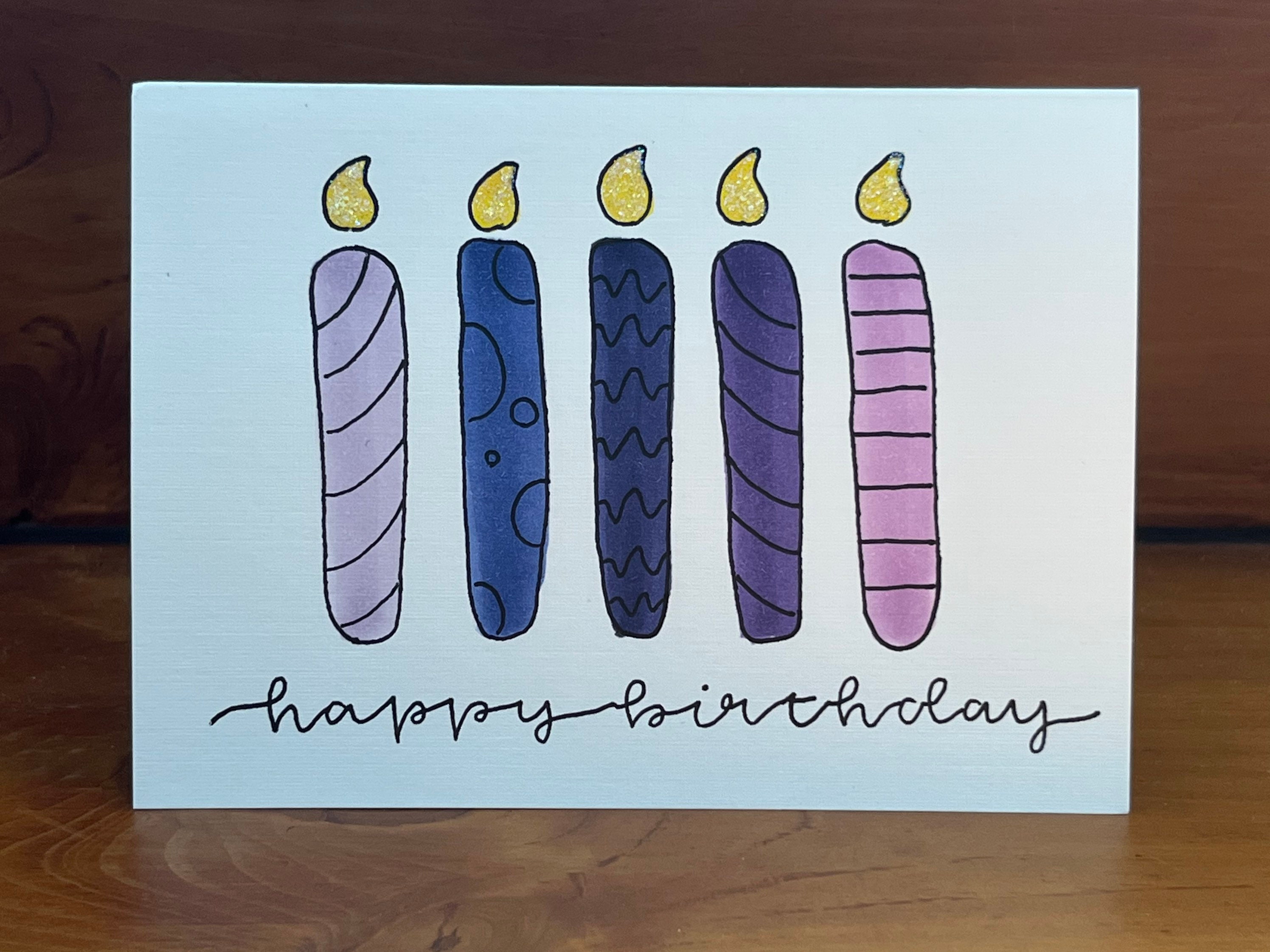 Handmade Purple Happy Birthday Cards | Two Pack | - Etsy