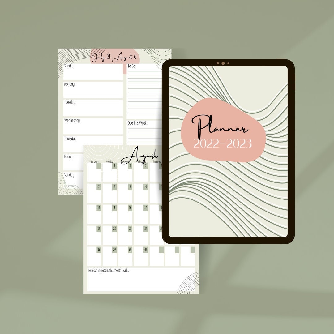 Student Planner 2022-2023, Sage Green, Digital Planner, Hyperlinks ...
