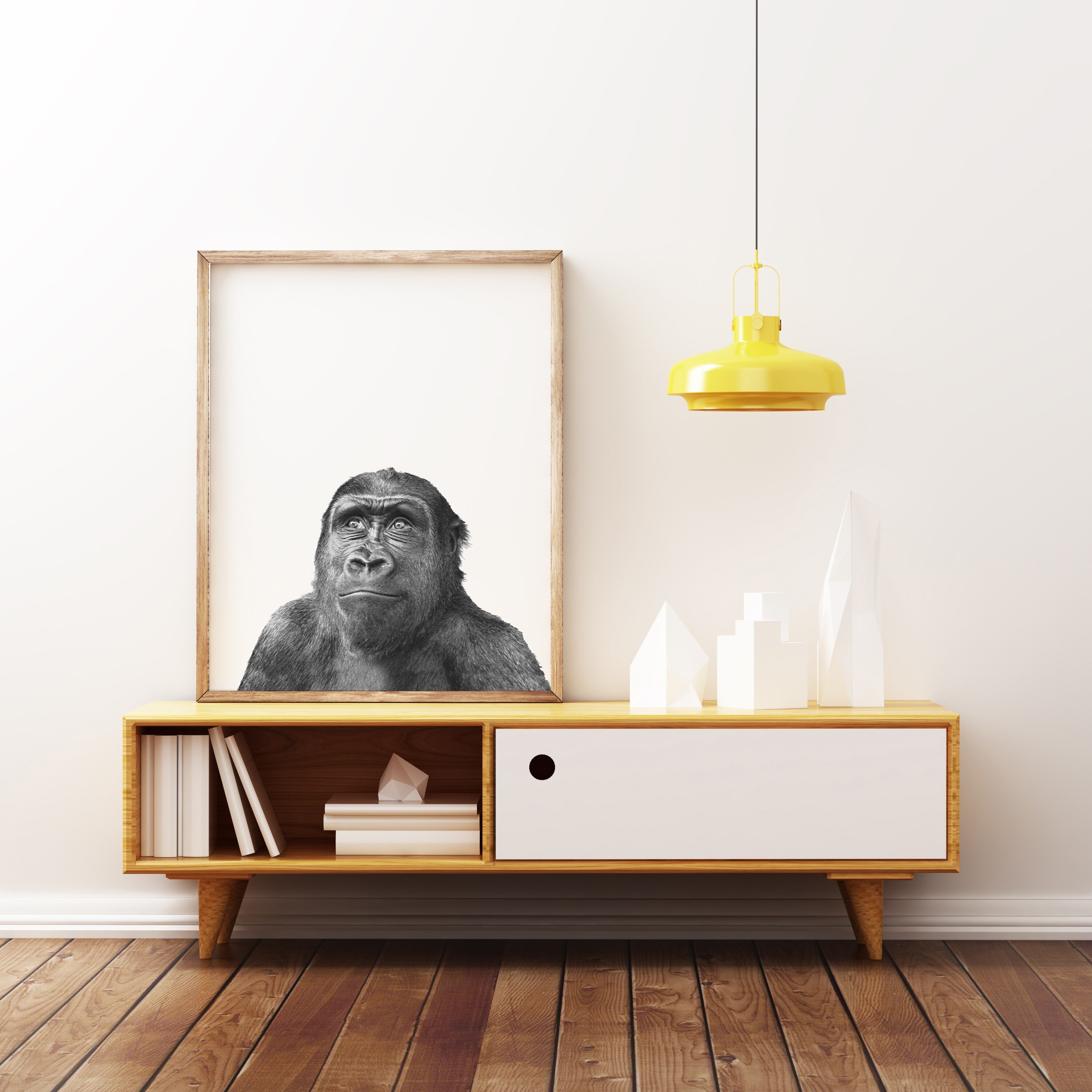 Thinking Chimpanzee Print. Meditating Chimp Decor Poster. Pondering ...