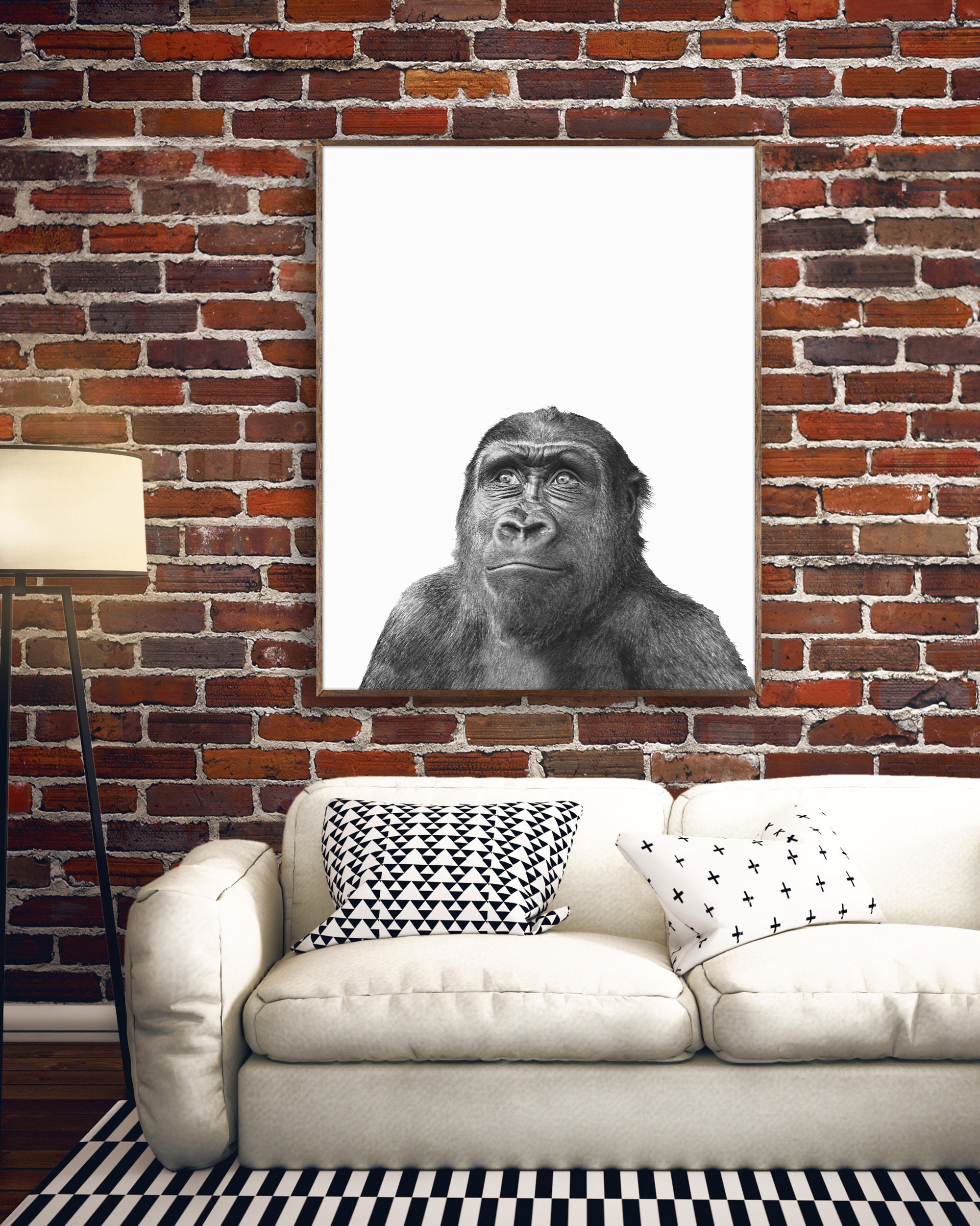 Thinking Chimpanzee Print. Meditating Chimp Decor Poster. Pondering ...