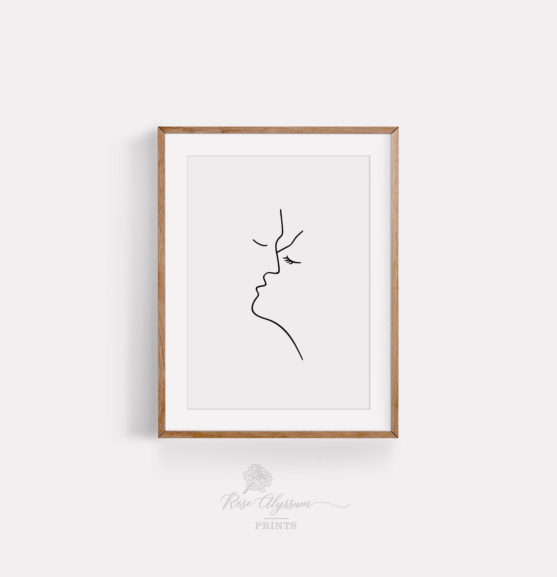 Kiss Line Drawing Art Prints, Kisses Illustration Home Decor, Kissing ...