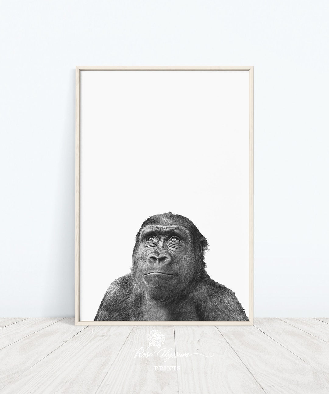 Thinking Chimpanzee Print. Meditating Chimp Decor Poster. Pondering ...